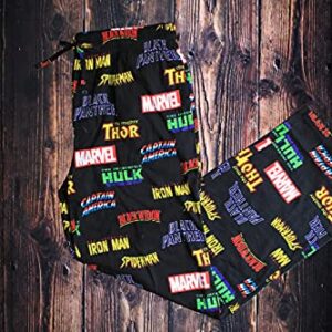 Marvel Classic Comic Logo Pajama Lounge Sleep Pants for Men (X-Large) Black