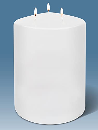 HYOOLA White Three Wick Large Candle - 4.75 x 8 Inch - Unscented Big Pillar Candles - 120 Hour - European Made