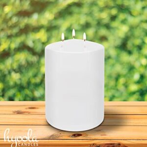 HYOOLA White Three Wick Large Candle - 4.75 x 8 Inch - Unscented Big Pillar Candles - 120 Hour - European Made