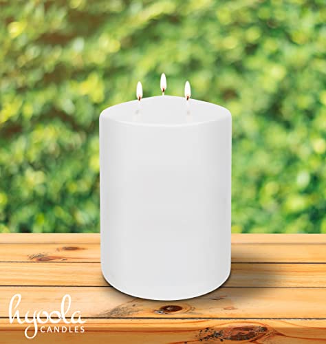 HYOOLA White Three Wick Large Candle - 4.75 x 8 Inch - Unscented Big Pillar Candles - 120 Hour - European Made