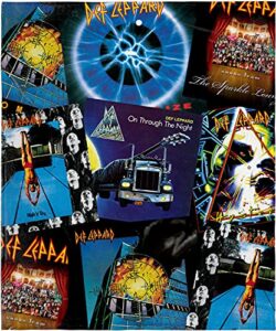 intimo def leppard blanket album collage hysteria adrenalize high n’ dry music fleece throw blanket 48″ x 60″ (122cm x152cm)