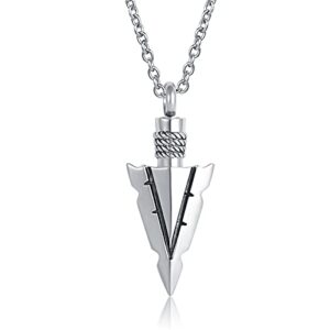 luxglitterlin men’s spear point arrowhead cremation urn necklace for ashes arrow ashes holder memorial keepsake pendant jewelry, (ur-12 arrowhead)