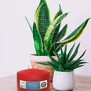 HYOOLA Red Three Wick Large Candle - 6 x 3 Inch - Unscented Big Pillar Candles - 62 Hour - European Made