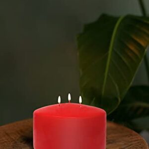 HYOOLA Red Three Wick Large Candle - 6 x 3 Inch - Unscented Big Pillar Candles - 62 Hour - European Made