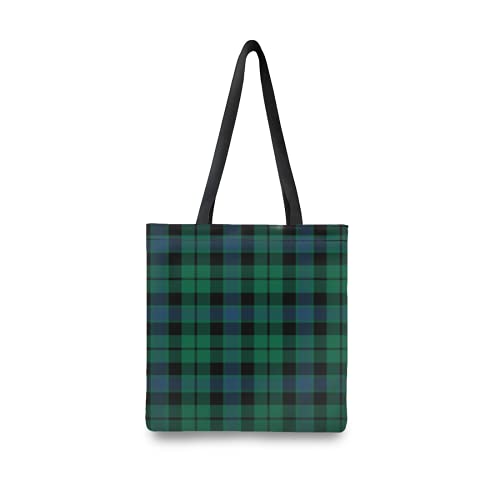 Tote Bag for Women,MacKay Clan Green Blue and Black Tartan Cute Bags Hand bags for Travel, Work