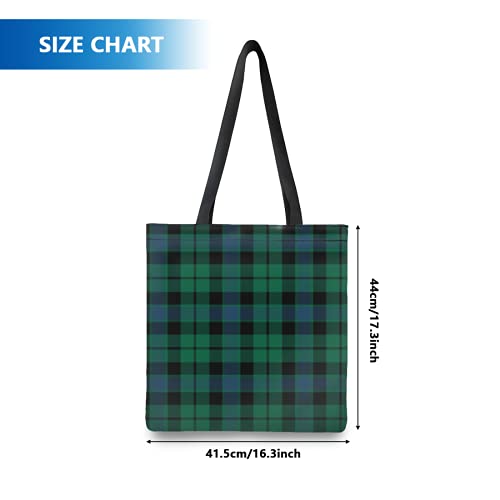 Tote Bag for Women,MacKay Clan Green Blue and Black Tartan Cute Bags Hand bags for Travel, Work