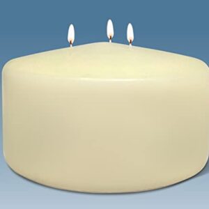 HYOOLA Ivory Three Wick Large Candle - 6 x 3 Inch - Unscented Big Pillar Candles - 62 Hour - European Made