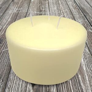 HYOOLA Ivory Three Wick Large Candle - 6 x 3 Inch - Unscented Big Pillar Candles - 62 Hour - European Made