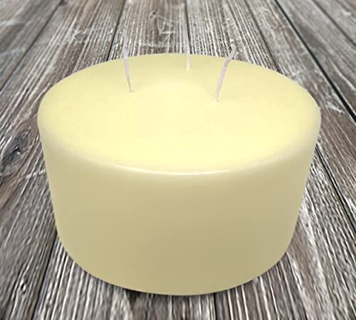 HYOOLA Ivory Three Wick Large Candle - 6 x 3 Inch - Unscented Big Pillar Candles - 62 Hour - European Made