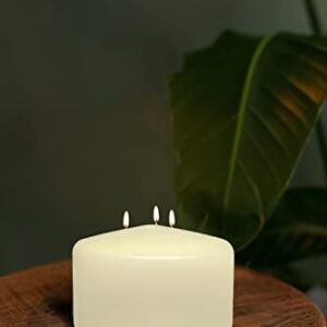 HYOOLA Ivory Three Wick Large Candle - 6 x 3 Inch - Unscented Big Pillar Candles - 62 Hour - European Made