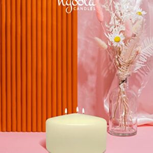 HYOOLA Ivory Three Wick Large Candle - 6 x 3 Inch - Unscented Big Pillar Candles - 62 Hour - European Made