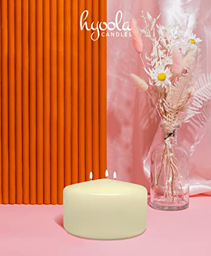 HYOOLA Ivory Three Wick Large Candle - 6 x 3 Inch - Unscented Big Pillar Candles - 62 Hour - European Made