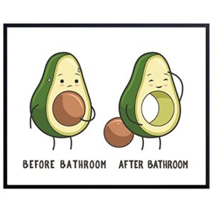 Funny Cute Bathroom Wall Art Sign for Women, Men, Kids Bath, Powder Room, Restroom - Unique Original Powder Room Or Guest Bathroom Decor, Home Decoration - 8x10 UNFRAMED Poster Print Artwork