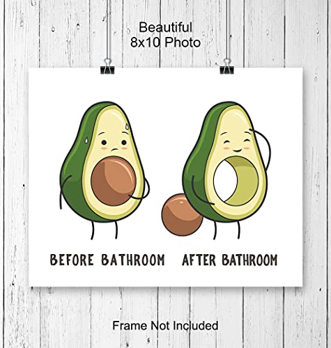 Funny Cute Bathroom Wall Art Sign for Women, Men, Kids Bath, Powder Room, Restroom - Unique Original Powder Room Or Guest Bathroom Decor, Home Decoration - 8x10 UNFRAMED Poster Print Artwork