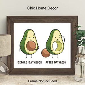 Funny Cute Bathroom Wall Art Sign for Women, Men, Kids Bath, Powder Room, Restroom - Unique Original Powder Room Or Guest Bathroom Decor, Home Decoration - 8x10 UNFRAMED Poster Print Artwork