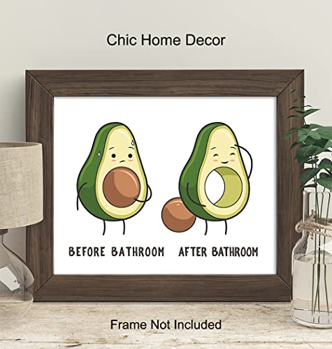 Funny Cute Bathroom Wall Art Sign for Women, Men, Kids Bath, Powder Room, Restroom - Unique Original Powder Room Or Guest Bathroom Decor, Home Decoration - 8x10 UNFRAMED Poster Print Artwork