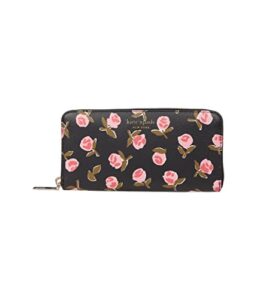 kate spade new york spencer ditsy rose printed pvc zip around continental wallet black multi one size