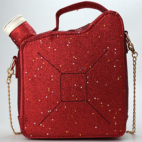 QiMing Gasoline Shoulder Handbag,Sequins PU CrossBody PursesTote Bag for Women(Red)