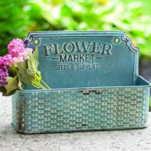 CWI Metal Hanging Basket - Rustic Metal Wall Decor for Mail - Galvanized Storage Bin - Flower