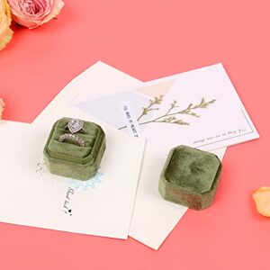 NicGor Velvet Ring Box Double Slots, Gift for Proposals Engagement and Wedding Band Photographs - Octagon Jewelry Ring Boxes (Olive Green)