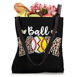 Ball Mom Leopard Funny Baseball Softball Player Mom Tote Bag