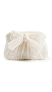 loeffler randall women’s mini pleated frame clutch with bow, pearl, off white, one size