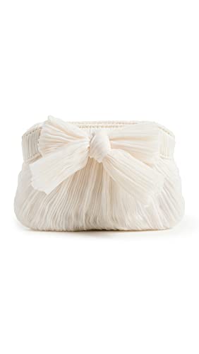 Loeffler Randall Women's Mini Pleated Frame Clutch with Bow, Pearl, Off White, One Size