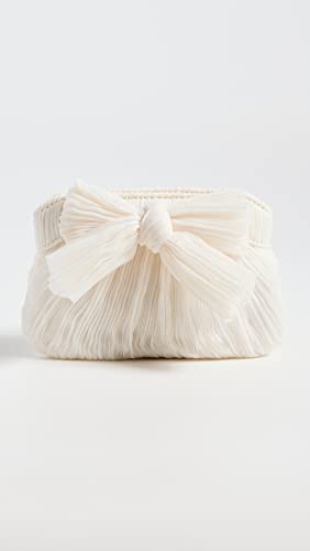 Loeffler Randall Women's Mini Pleated Frame Clutch with Bow, Pearl, Off White, One Size