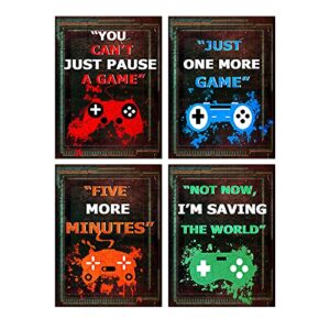 Game Room Wall Art Decor Funny Gaming Decorations Canvas Prints Boys Room Decorations Video Game Posters Pictures Decoration for Boys Bedroom Video Game Room Playroom Paintings Framed Ready to Hang