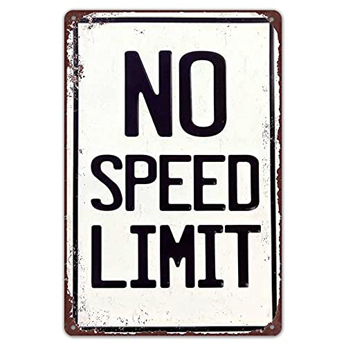 Ylens Tin Sign No Speed Limit Vintage Reproduction Metal Sign 8 x 12