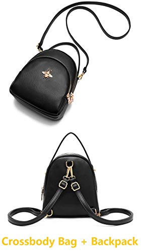 NUWA Small Crossbody Bag Mini Backpack Purse Shoulder Cellphone Women Girl Cute Lady Handbags (Black)