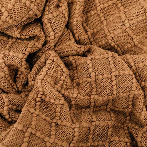 GRACED SOFT LUXURIES Throw Blankets Woven Soft for Sofa Couch Decorative Knitted Farmhouse Fringe Blanket (Cashew, Large 50" x 60")