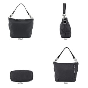 Lydia Large Concealed Carry Leather Hobo Purse For Women With Detachable Holster - Black