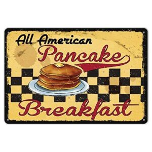 ylens pancake breakfast retro vintage kitchen signs wall decor metal tin sign 8×12 inches