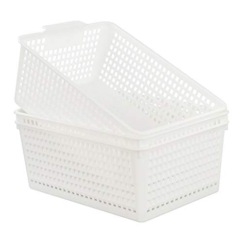 Kiddream Set of 3 White Storage Bins Plastic Baskets For Organizing