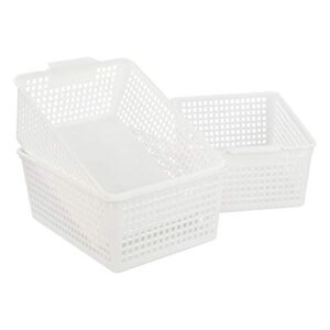 Kiddream Set of 3 White Storage Bins Plastic Baskets For Organizing