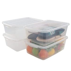 readsky 14 l clear plastic storage latch box with lids, 4-pack