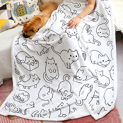 Sviuse Cat Blanket Animals Pet Pattern Throw Blanket Cat Lover Gifts Flannel Soft Warm Cozy Fuzzy 50"x60" Throw for Kids and Adults (50" X 60", Cat 2)