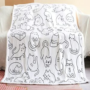 Sviuse Cat Blanket Animals Pet Pattern Throw Blanket Cat Lover Gifts Flannel Soft Warm Cozy Fuzzy 50"x60" Throw for Kids and Adults (50" X 60", Cat 2)