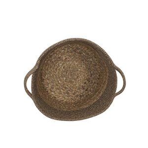 Household Essentials Woven Cotton Rope and Hyacinth Basket | 2 Tone, Tan and Brown