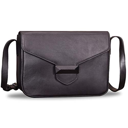 Genuine Leather Crossbody Bags for Women Handmade Ladies Satchel Vintage Purses Handbags (Black)