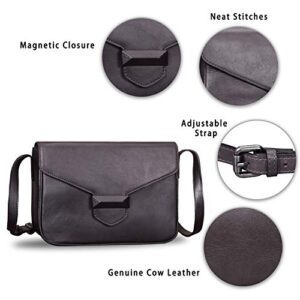 Genuine Leather Crossbody Bags for Women Handmade Ladies Satchel Vintage Purses Handbags (Black)