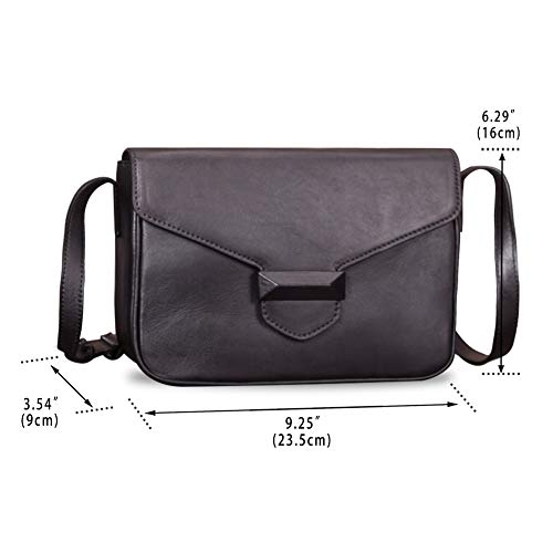 Genuine Leather Crossbody Bags for Women Handmade Ladies Satchel Vintage Purses Handbags (Black)