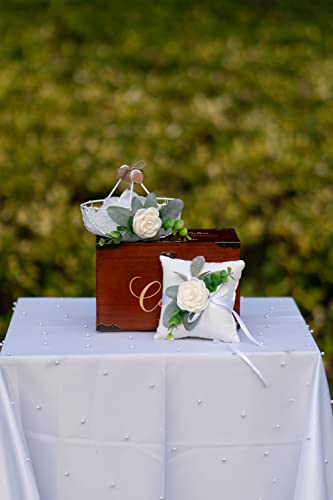 Joy Ceremony Decorative Wedding Card Box, Rustic Wooden Envelope Boxes with Slot, Wishing Well for Wedding Reception, gift box wedding Card Holder for Advice and Wishes for the Mr and Mrs