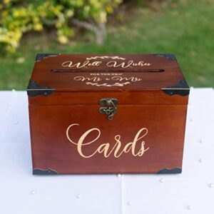 Joy Ceremony Decorative Wedding Card Box, Rustic Wooden Envelope Boxes with Slot, Wishing Well for Wedding Reception, gift box wedding Card Holder for Advice and Wishes for the Mr and Mrs