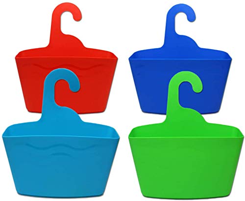 Zelica Storage Basket Caddy with Hook | Stackable Neon Plastic Baskets | Hang on Doors, in Closets, Showers, and More