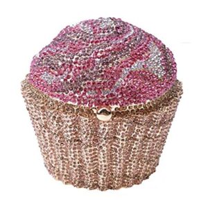 Cupcake Crystal Clutch Evening Clutches Bags Wedding Party Bridal Diamond Minaudiere Handbag Purse (purple,)