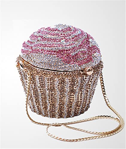 Cupcake Crystal Clutch Evening Clutches Bags Wedding Party Bridal Diamond Minaudiere Handbag Purse (purple,)