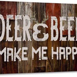 Ylens Deer Beer Make Me Happy Retro Funny Hunting Hunt Cabin Wall Decor Metal Tin Sign 8x12in