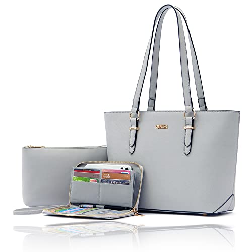 Purses And Wallets Set For Women Work Tote Handbags Shoulder Bag Top Handle Totes Purse With Matching Wallet Grey